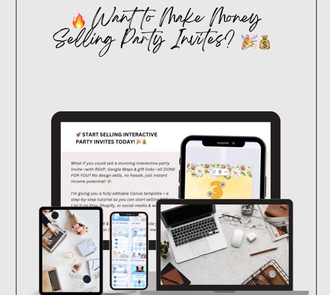 Editable Interactive PDF Party Invitation | Canva Template | Clickable ...