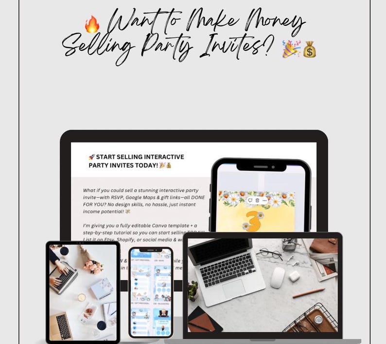 Editable Interactive PDF Party Invitation | Canva Template | Clickable ...