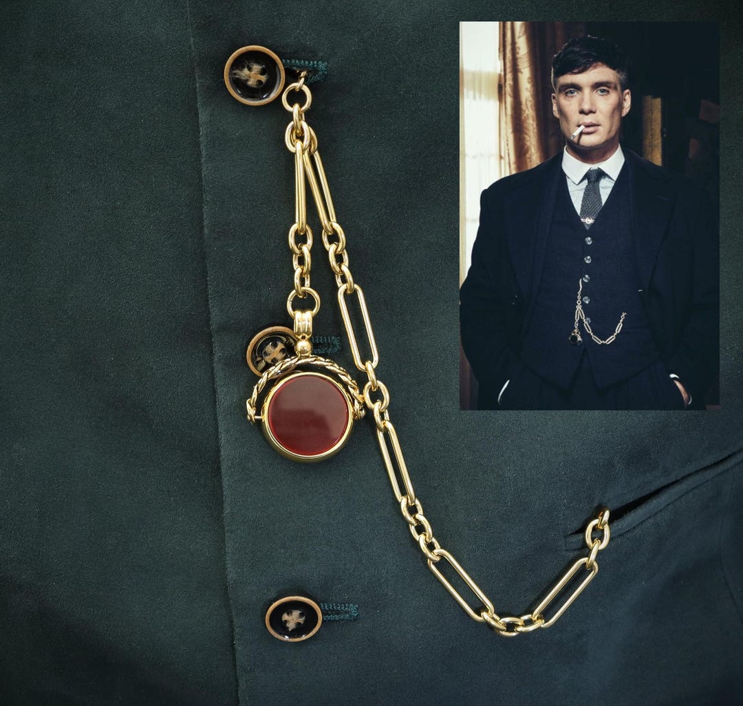 14k Gold Plated Trombone Pocket Watch Albert Chain - Peaky Blinders - Etsy