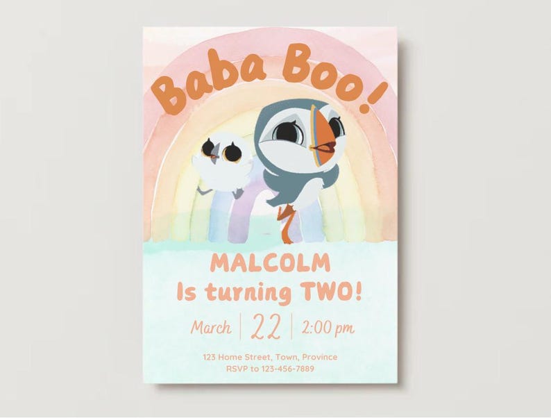 Puffin Rock Birthday Invitation - Etsy