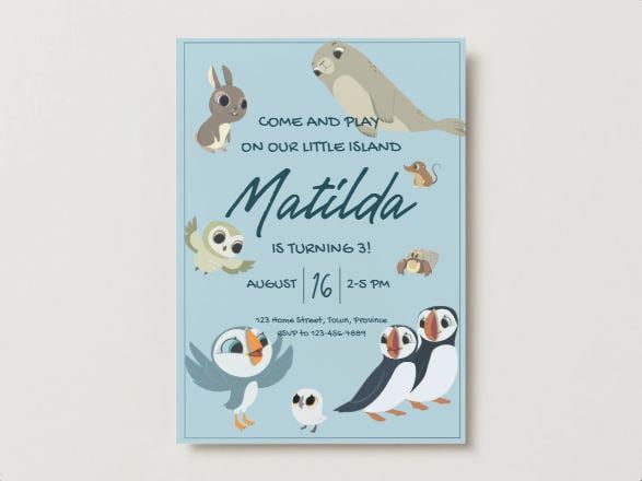 Puffin Rock Birthday Invitation - Etsy