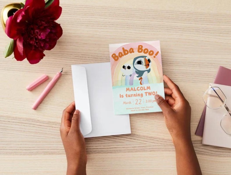 Puffin Rock Birthday Invitation - Etsy