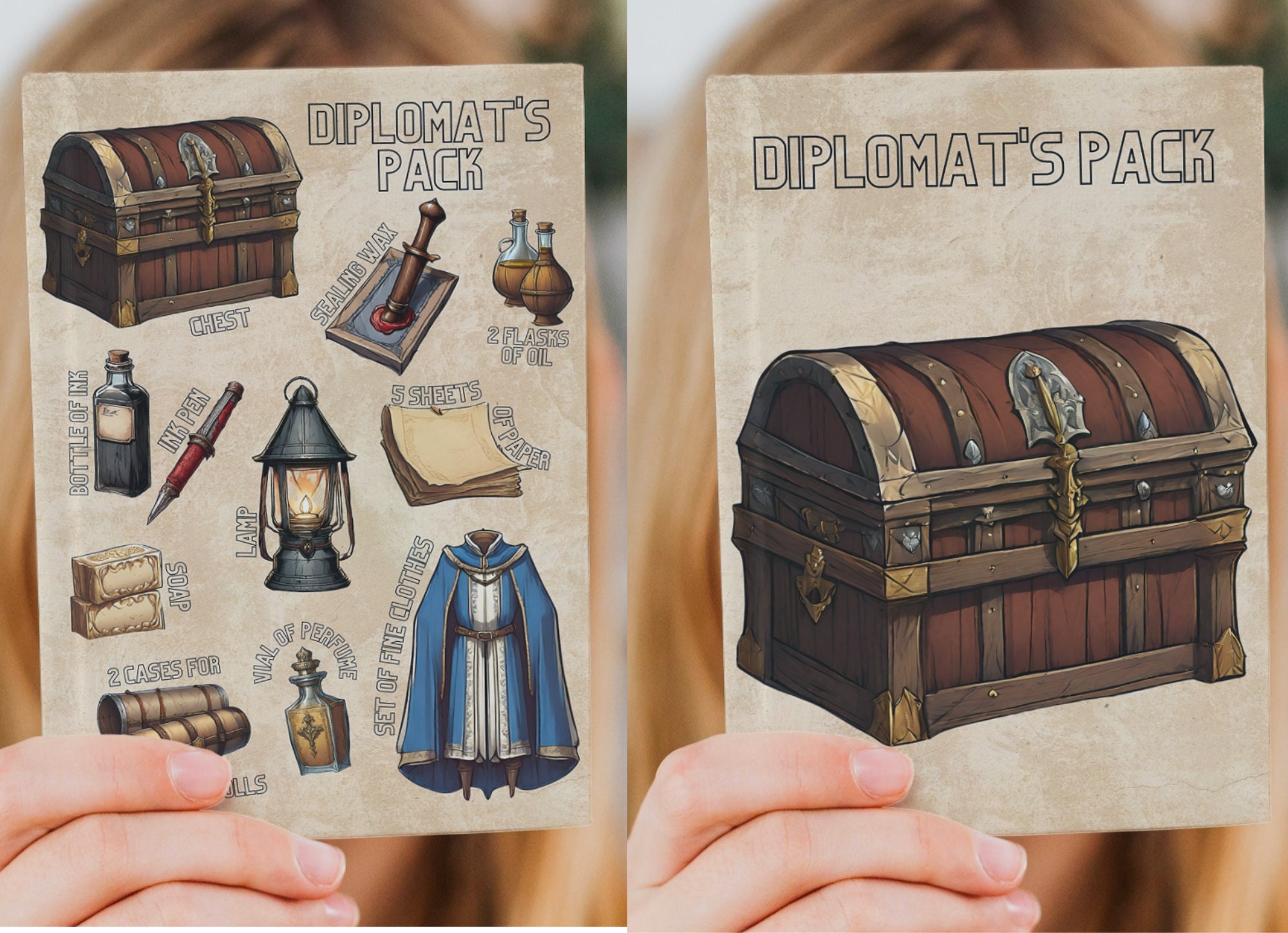 D&D Equipment Pack Cards Posters Dungeons and Dragons 5e Compatible, A5 ...