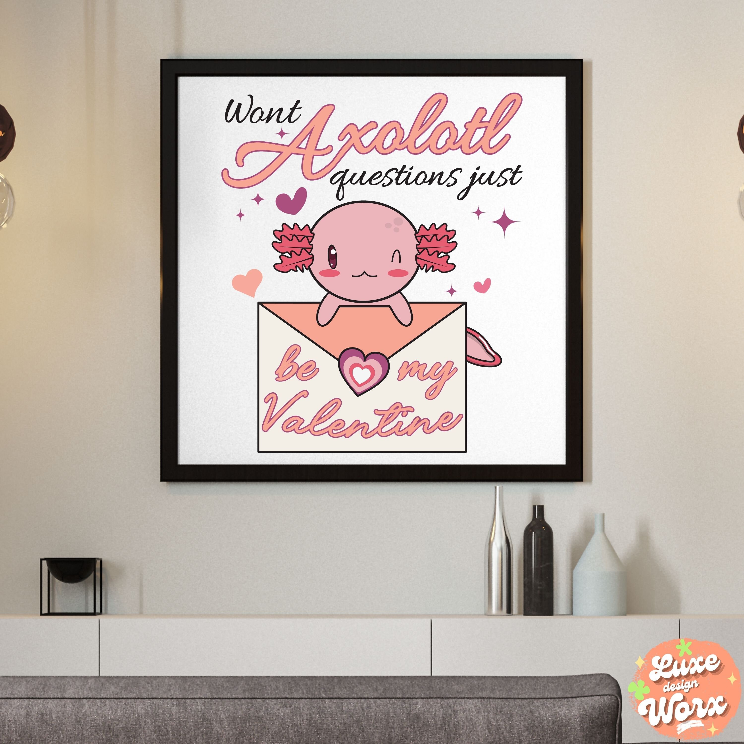 Axolotl Valentines Png Retro Valentine Png Groovy Valentines Day Png ...