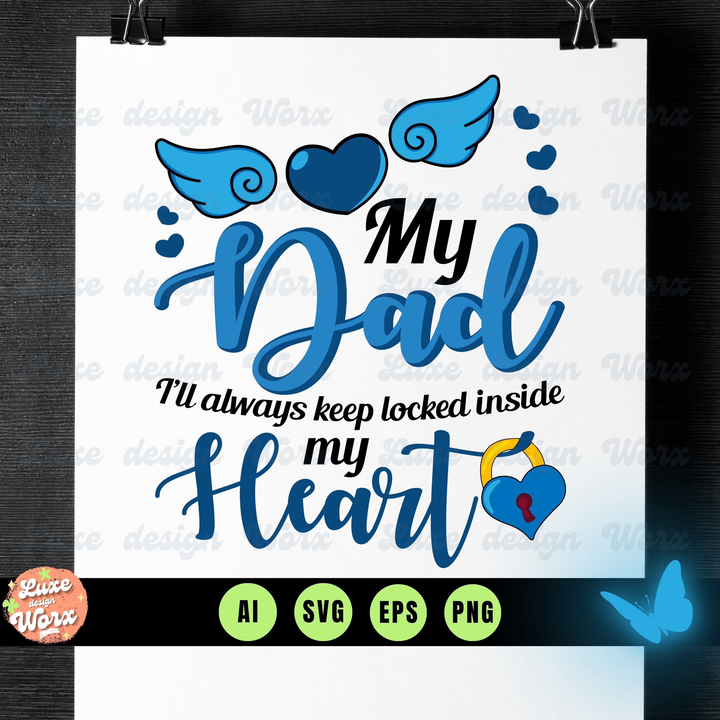 Rest in Peace Dad Svg in Loving Memory of Dad in Heaven Svg Angel in ...