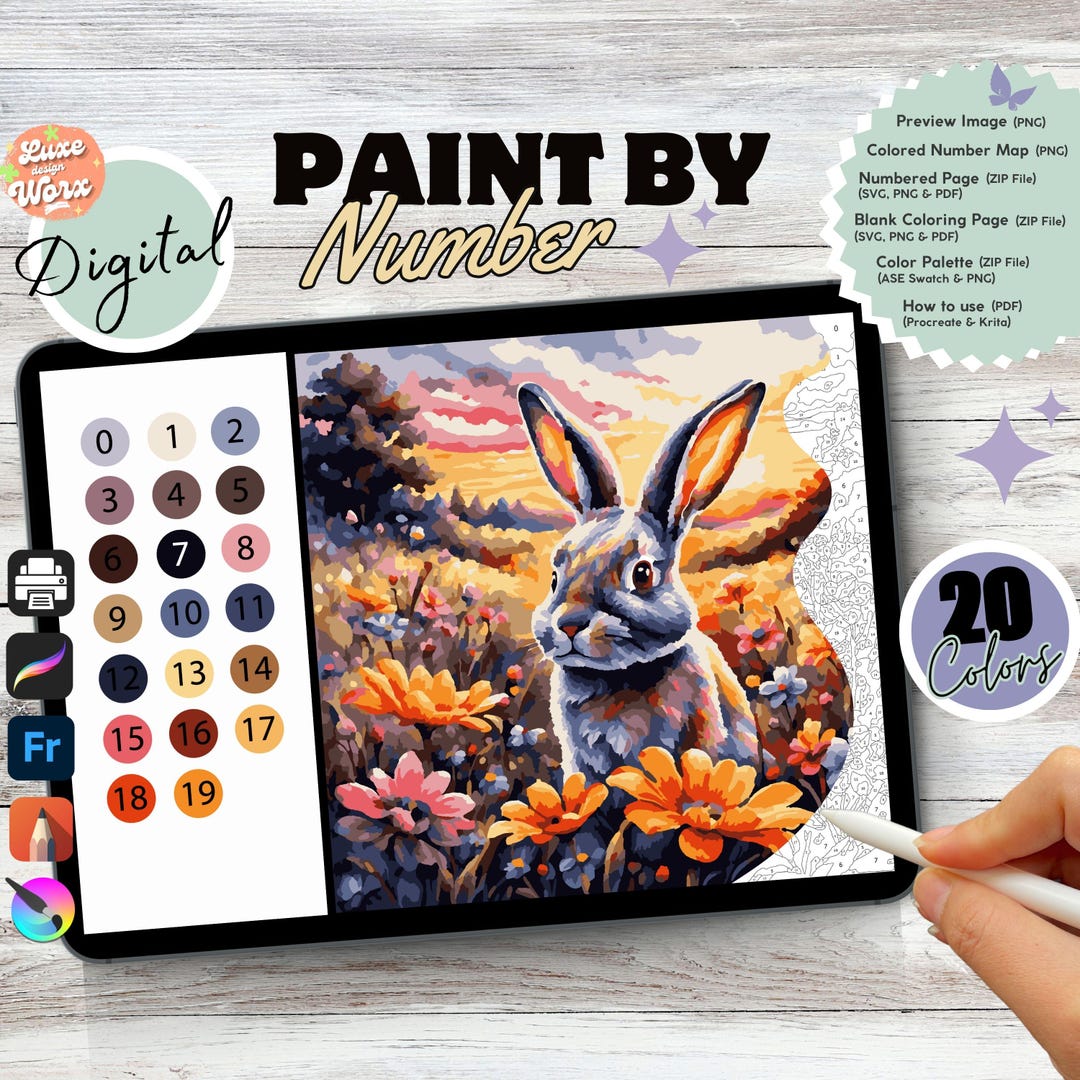 Paint by Numbers Sunset Flower Meadow | Nature Color by Number ...