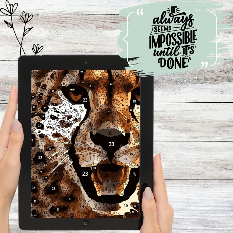 Paint by Numbers Cheetah Africa Animal Digital Printable Color by ...
