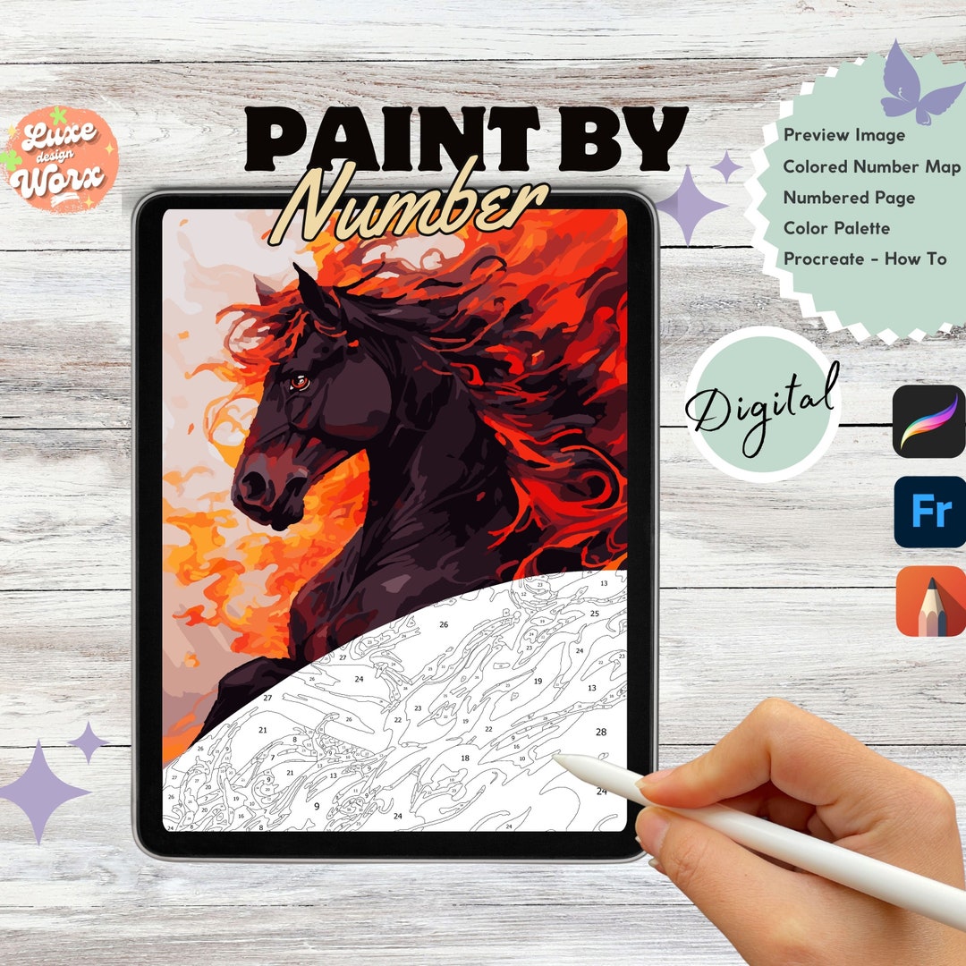 Paint by Numbers Cartoon Horse Digital Cartoon Animal Color by Number ...