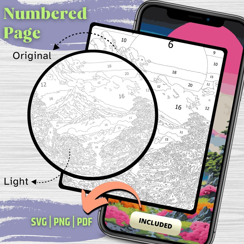 Fantasy Mountain Sunset Digital Paint by Number, Bright Forest ...