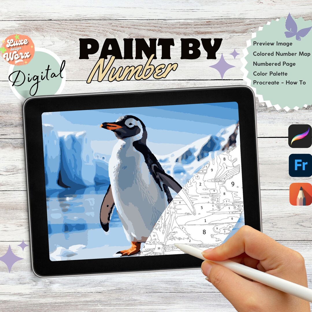 Paint by Numbers Penguin Digital |artic Animal Color by Number Adults ...
