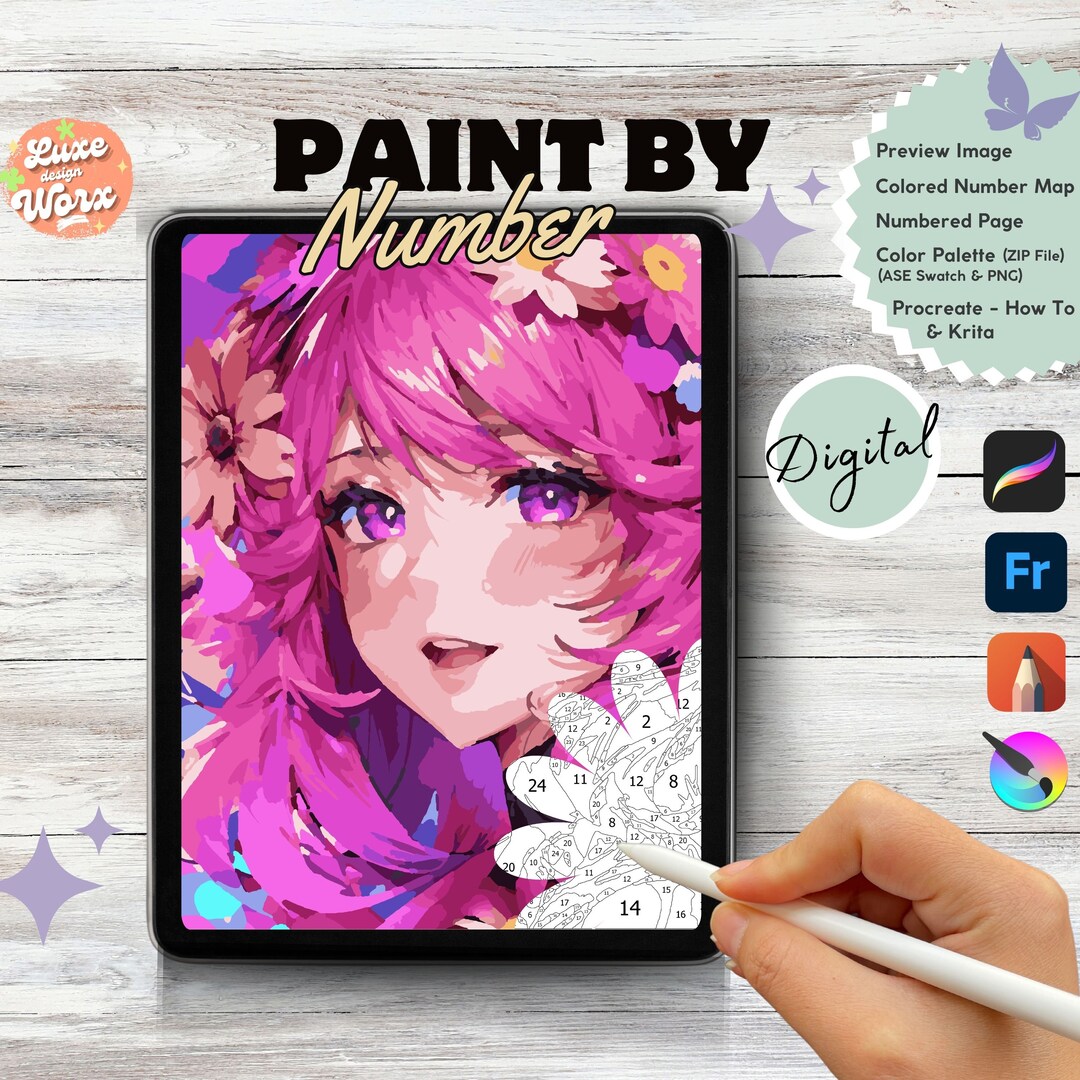 Paint by Numbers Anime Character Digital | Cartoon Woman Color by ...