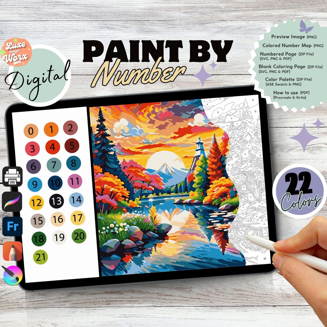 Paint by Numbers Mountainscape Lake Landscape Digital|forest Nature ...