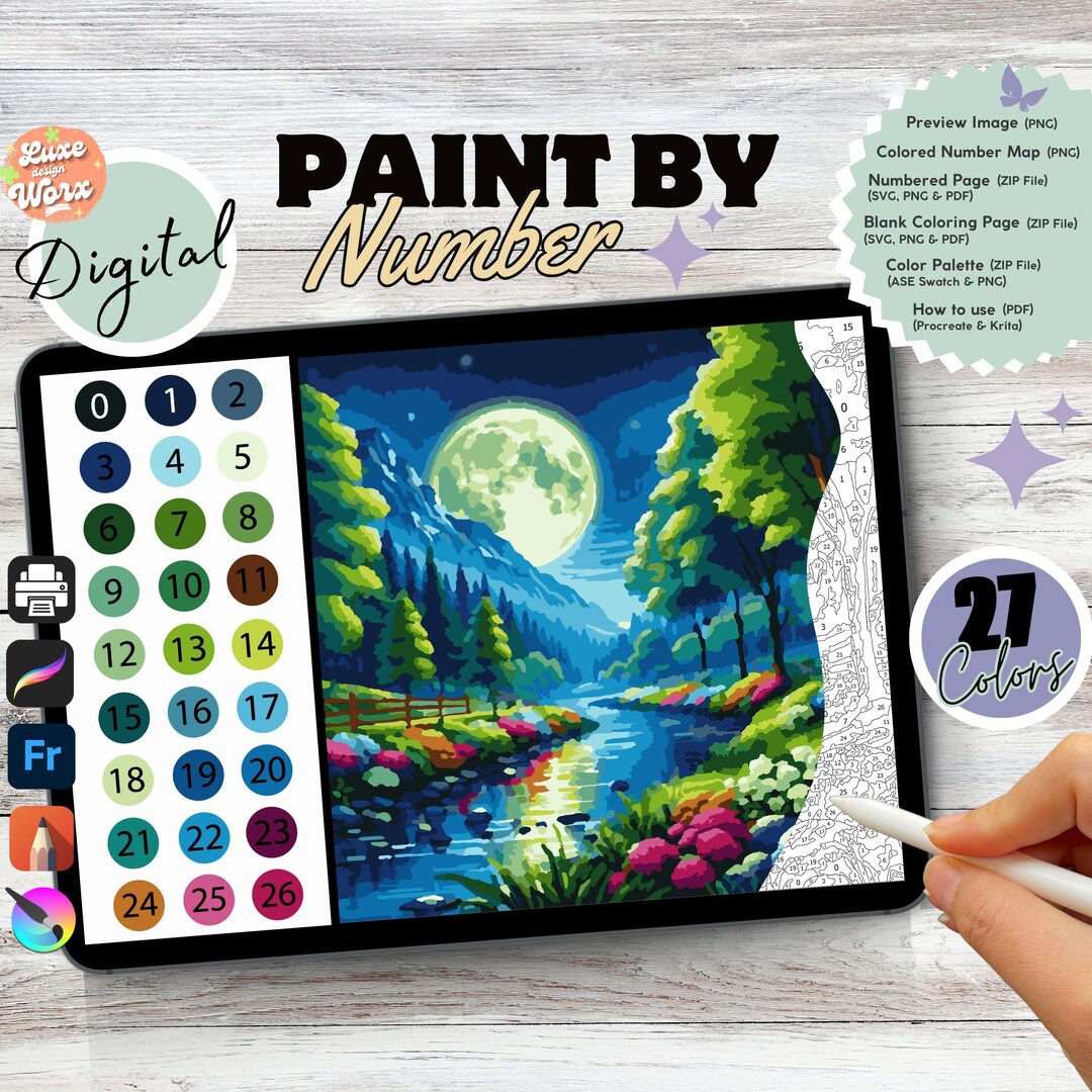 Paint by Numbers Mountainscape Lake Landscape Digital |forest Nature ...