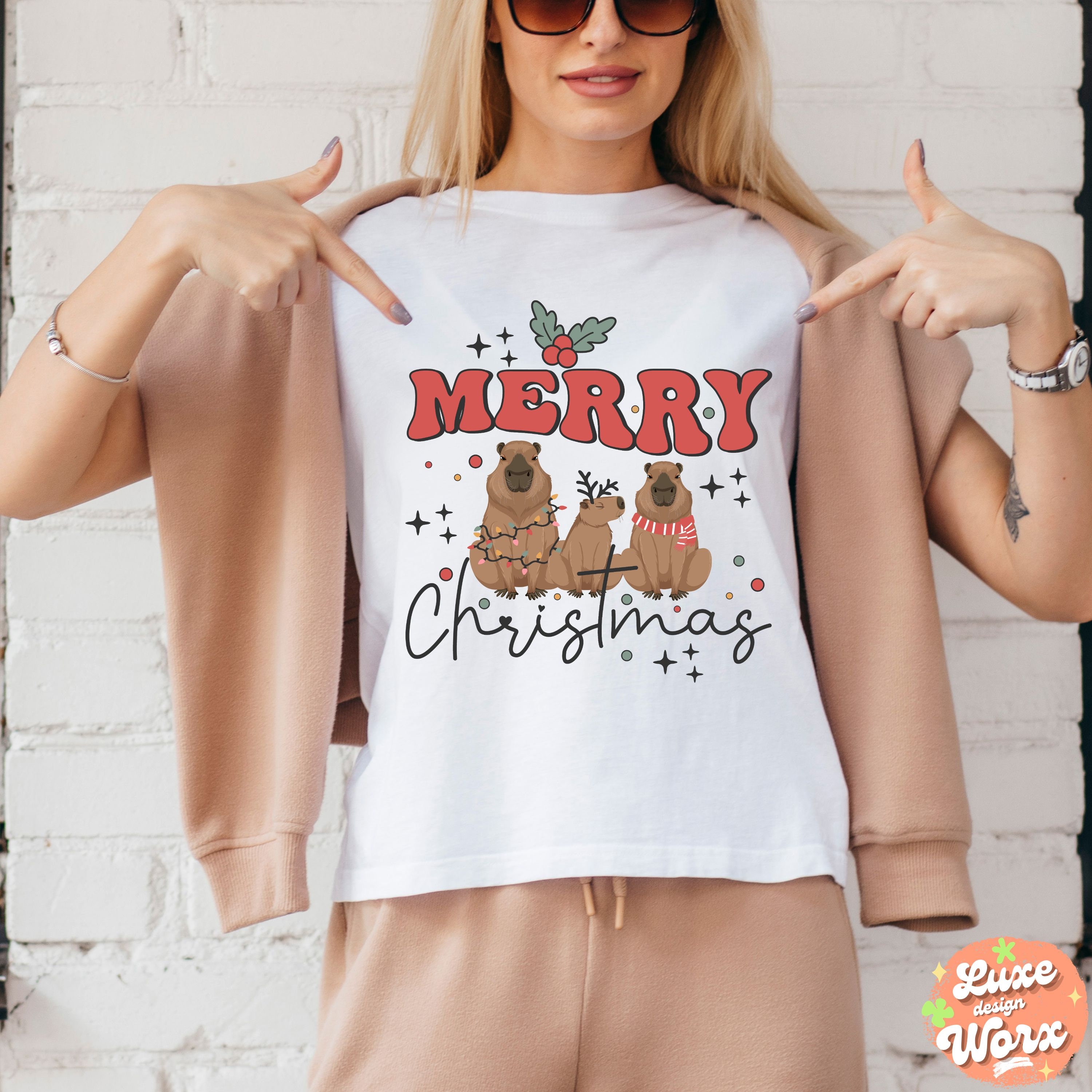 Retro Merry Christmas Capybara Svg Christmas Vibes Svg - Etsy