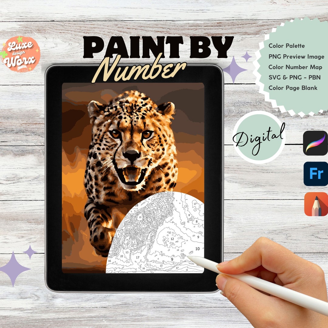 Paint by Numbers Cheetah Africa Animal Digital Printable Color by ...