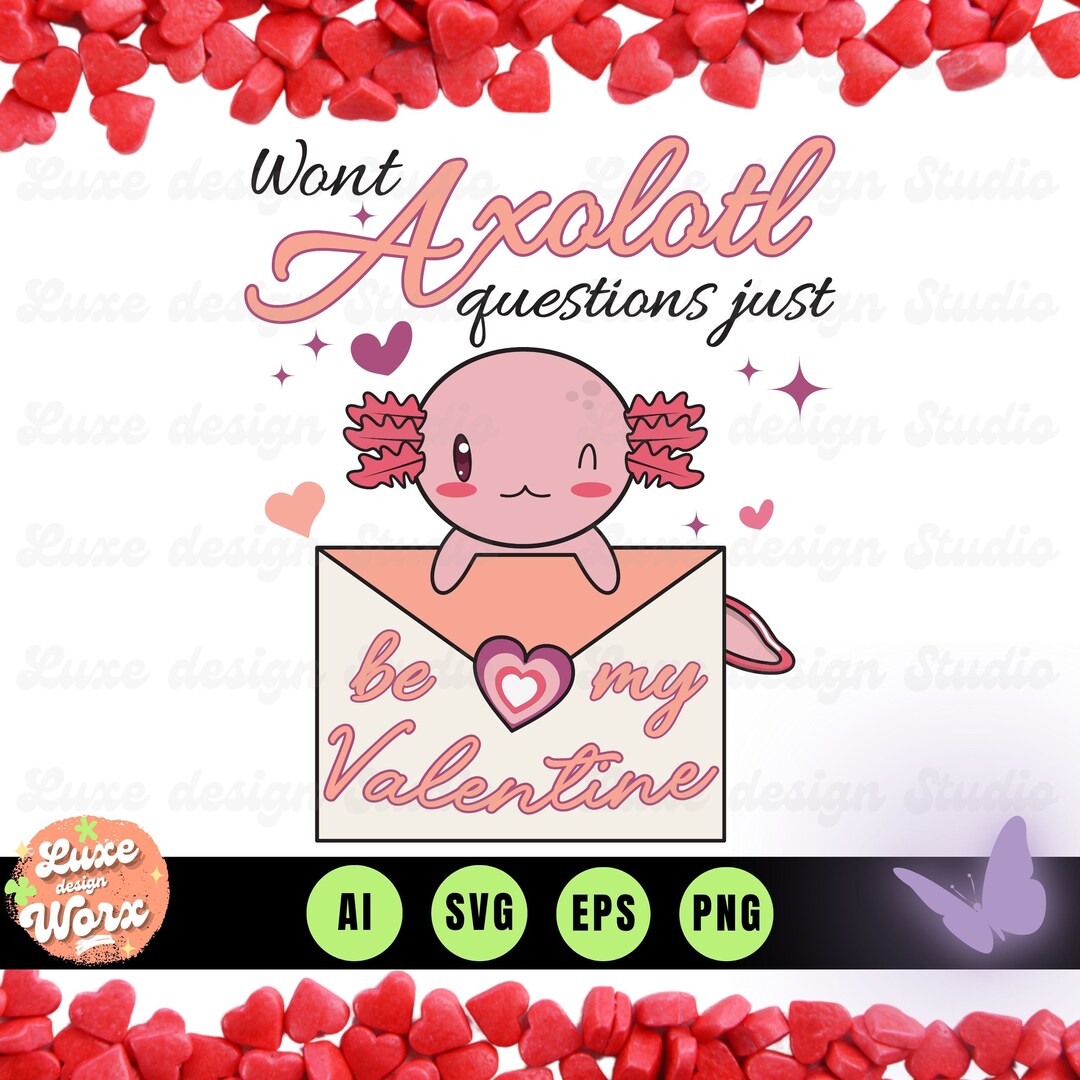 Axolotl Valentines Png Retro Valentine Png Groovy Valentines Day Png ...