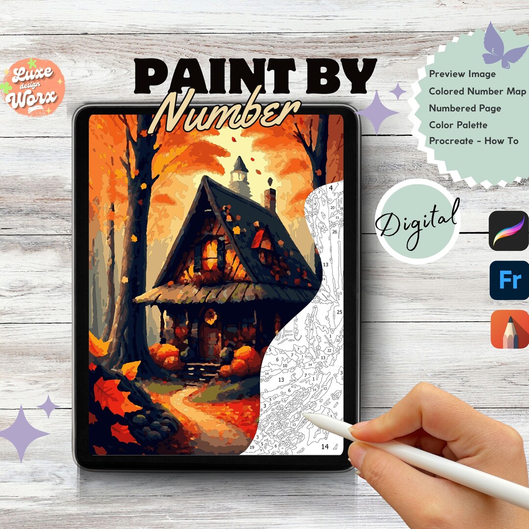 Paint by Numbers Autumn Fall Landscape Digital | Nature Color by Number ...