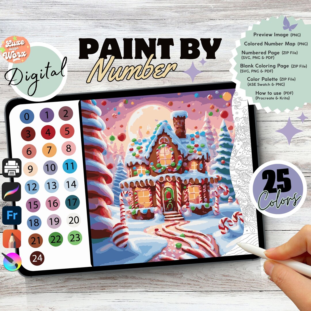 Paint by Numbers Gingerbread Christmas House Digital Festive Christmas ...
