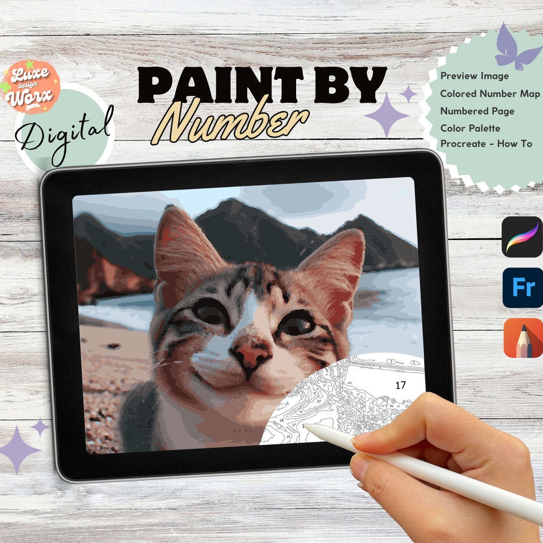 Paint by Numbers Cute Smiling Cat Digital Cute Animal Color by Number ...
