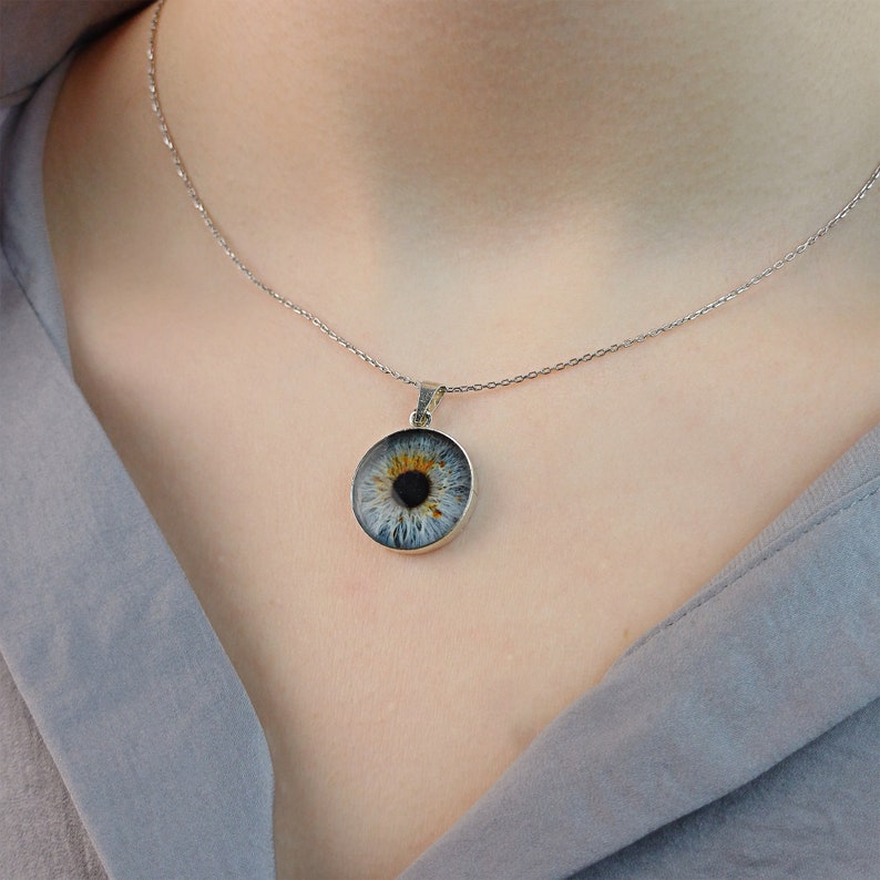 Eye Necklace Silver Necklace Eye Pendant Human Eyeball Gothic Necklace ...