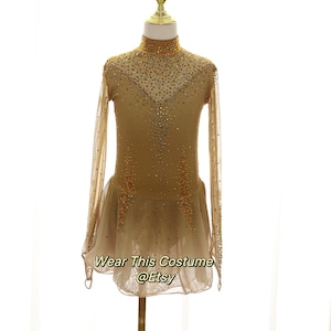 GOLD Customized Dress/ Costume/ Figure Skating/ Ice Dance/ Ice Skate ...