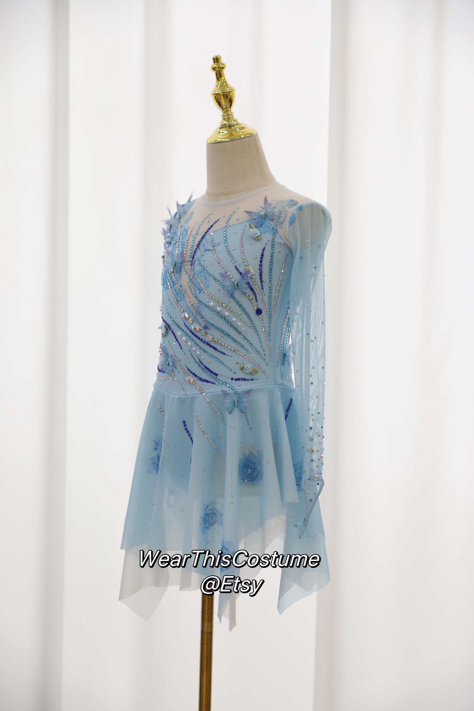 Blue Figure Skating Dress: Customized Ice Dance Competition Costume - Etsy