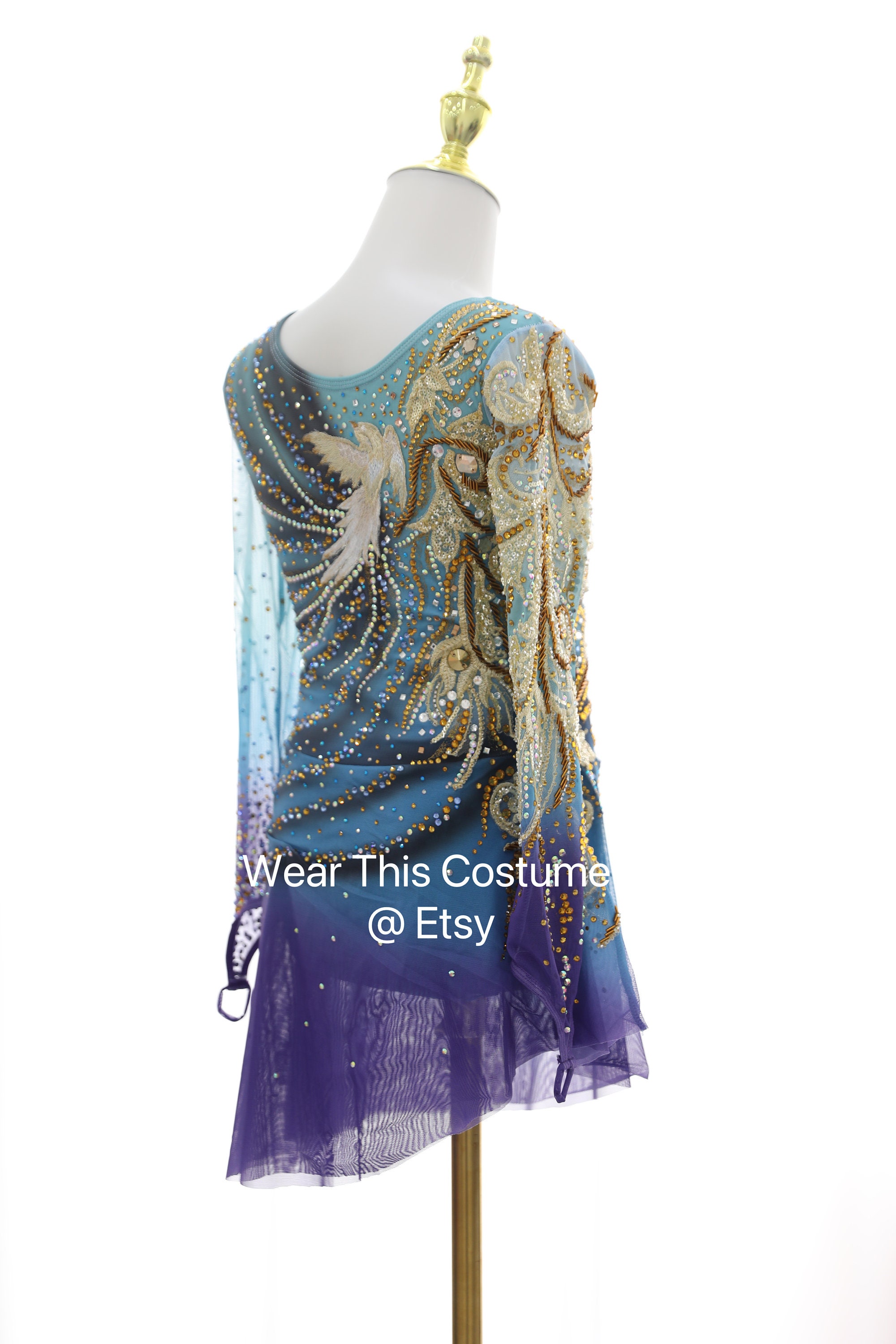 BLUE Customized Dress/ Costume/ Figure Skating/ Ice Dance/ Ice Skate ...