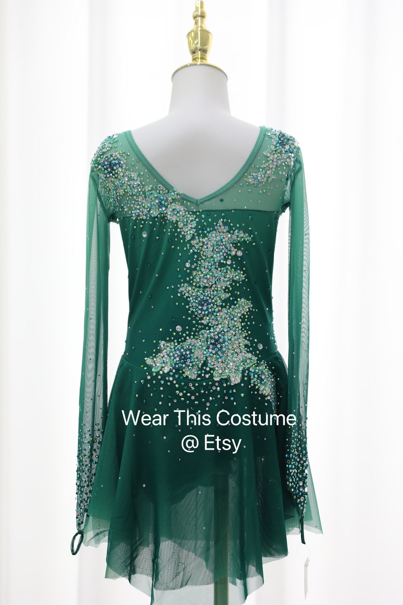 GREEN Customized Dress/ Costume/ Figure Skating/ Ice Dance/ Ice Skate ...