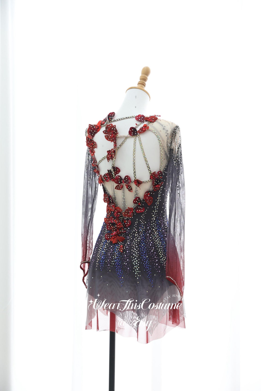 Grayish Navy/ Red Customizable Figure Skating Dress: Bespoke ...