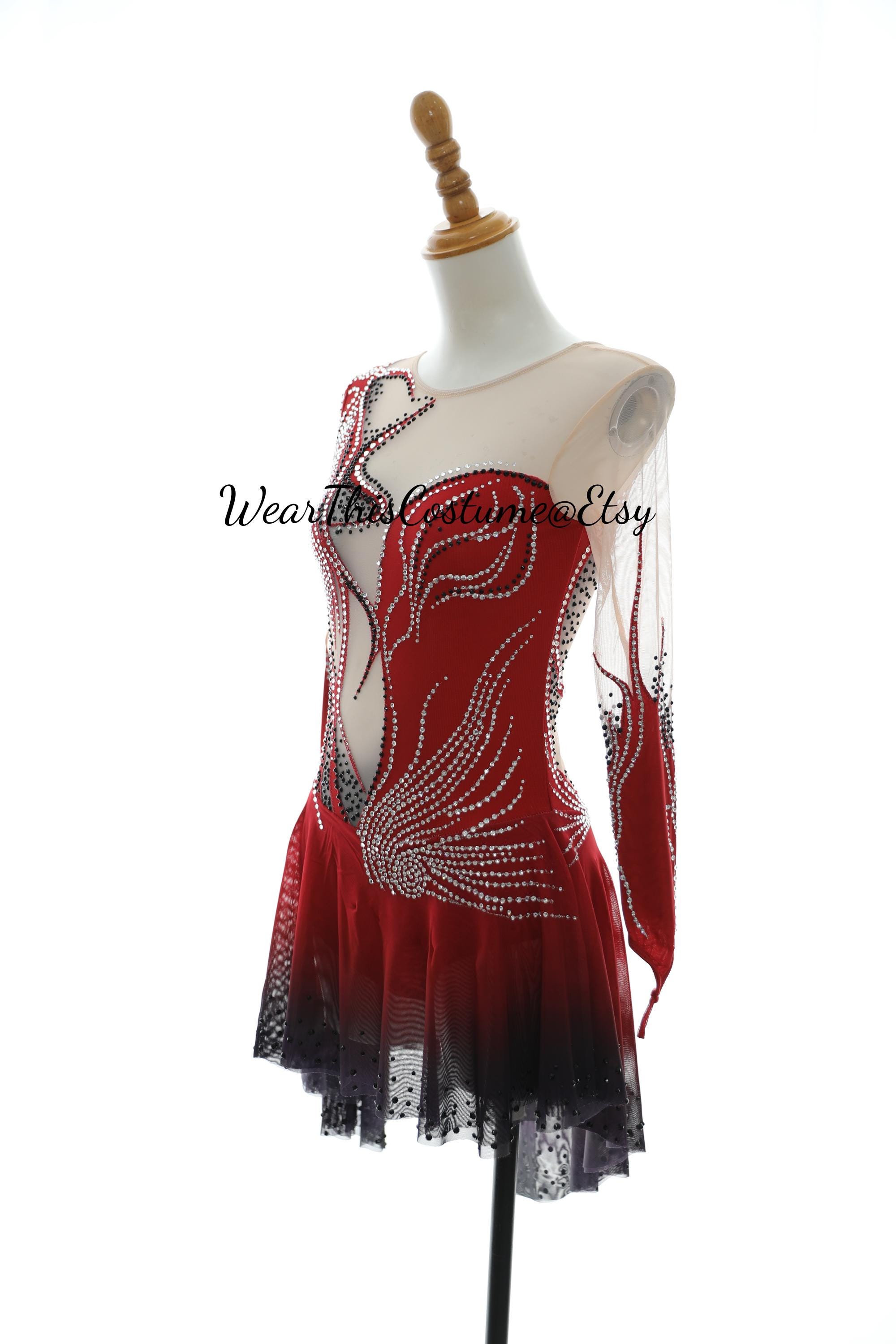 Red Customized Dress/ Costume/ Figure Skating/ Ice Dance/ Ice Skate ...