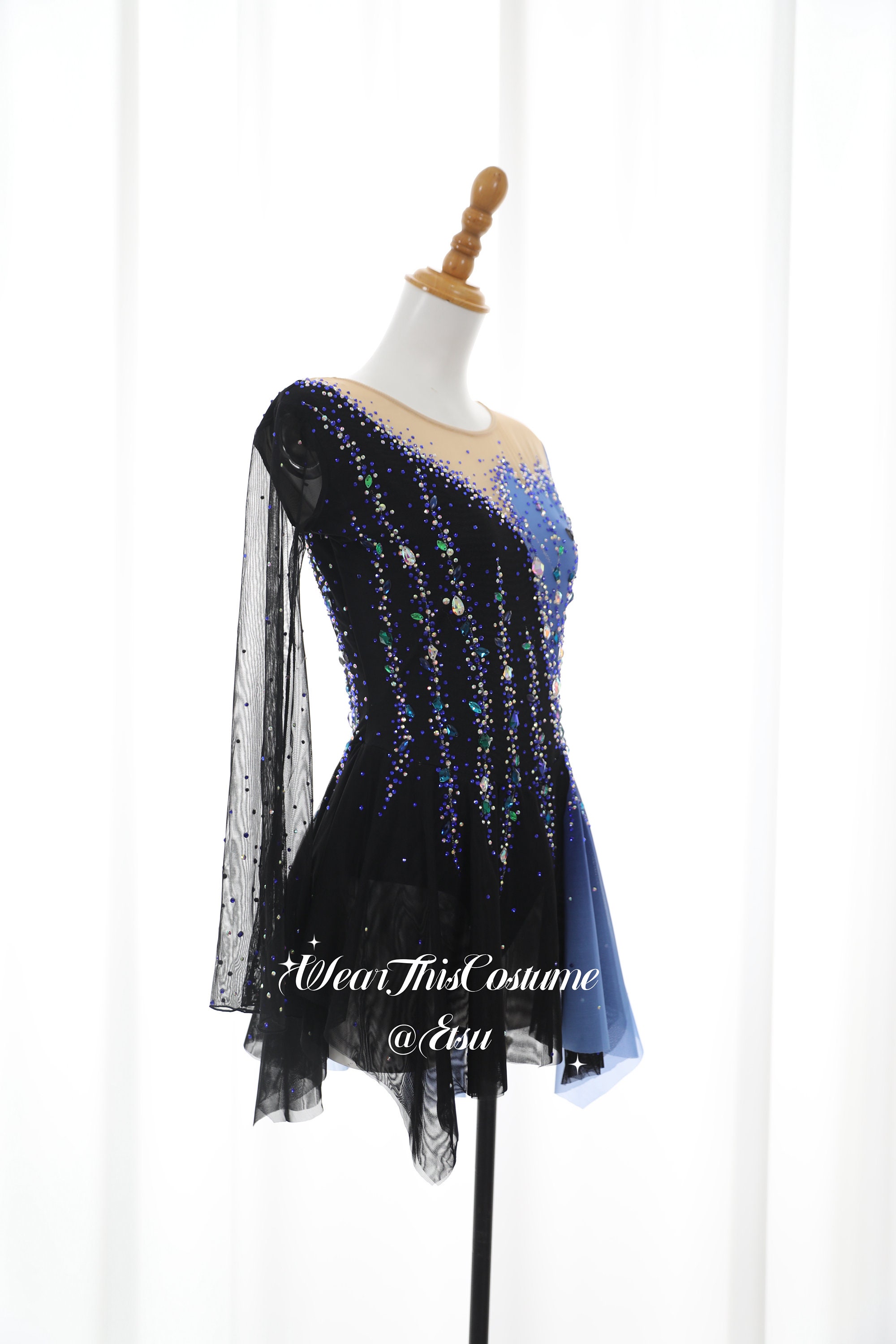 BLUE Customized Dress/ Costume/ Figure Skating/ Ice Dance/ Ice Skate ...