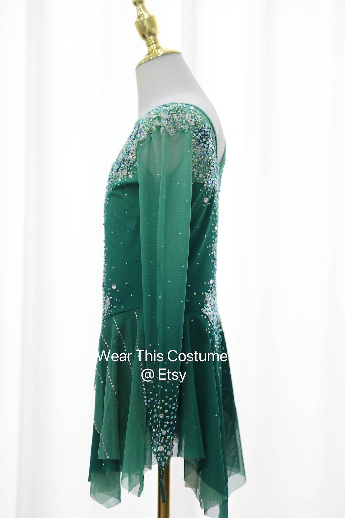 GREEN Customized Dress/ Costume/ Figure Skating/ Ice Dance/ Ice Skate ...