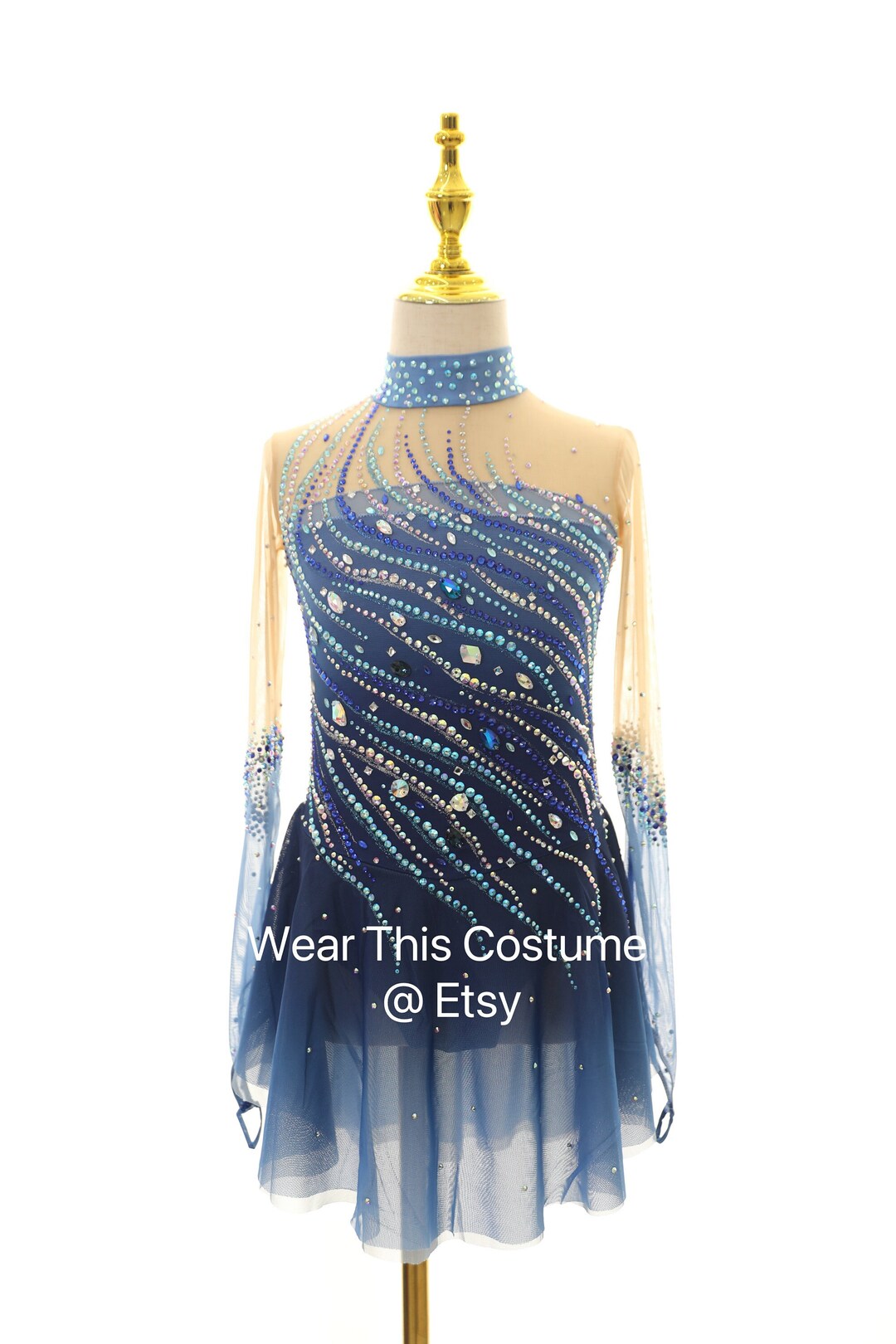 BLUE Customized Dress/ Costume/ Figure Skating/ Ice Dance/ Ice Skate ...