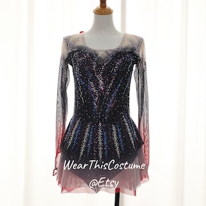 Grayish Navy/ Red Customizable Figure Skating Dress: Bespoke ...