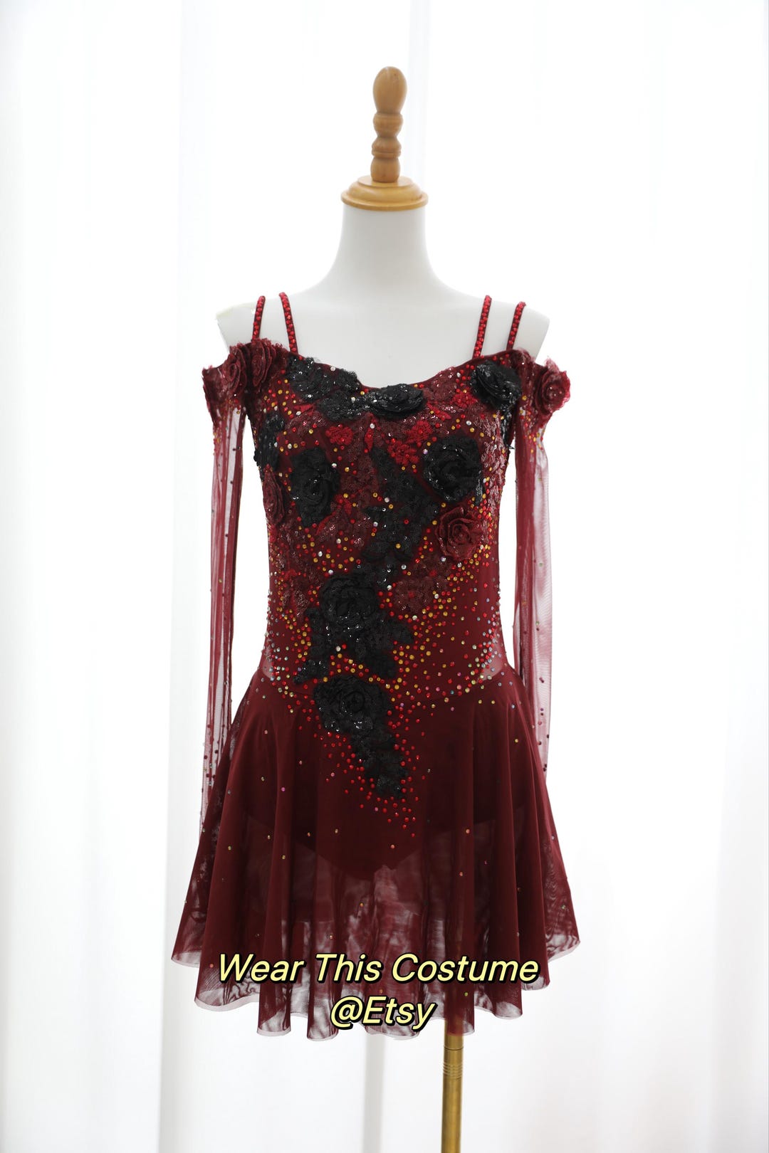 Customized Red Figure Skating Costume: Bespoke Ice Dance Costume - Etsy