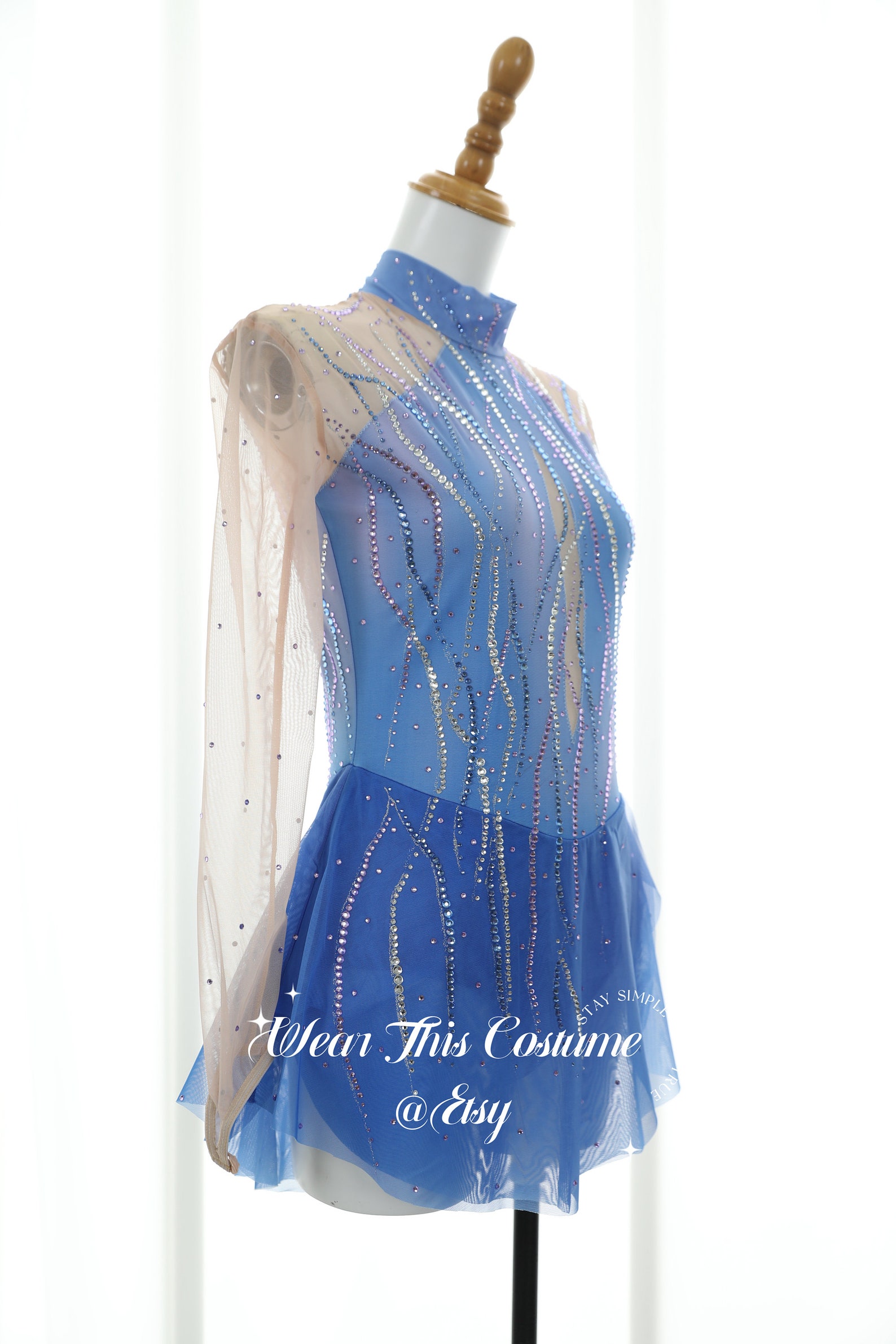 BLUE Customized Dress/ Costume/ Figure Skating/ Ice Dance/ Ice Skate ...