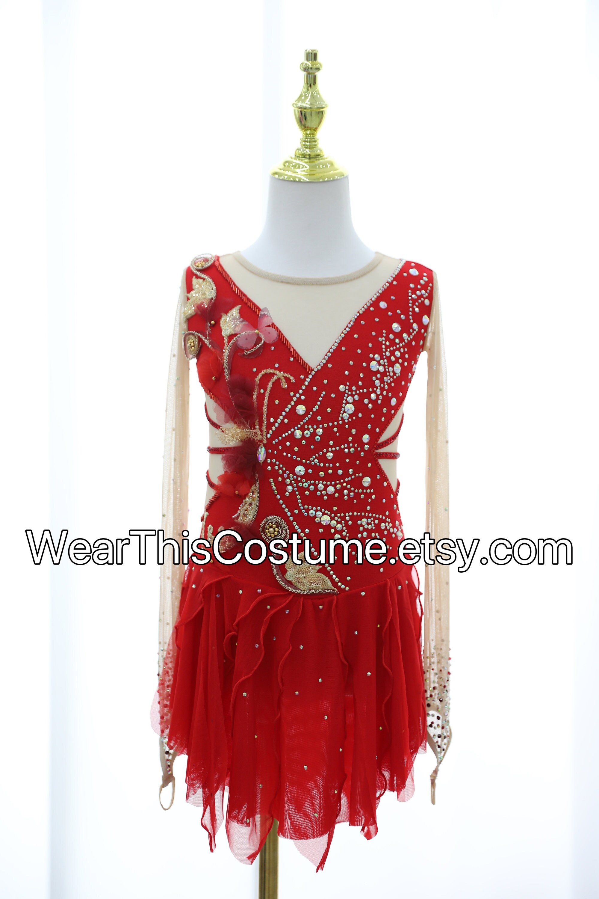 RED Customized Dress/ Costume/ Figure Skating/ Ice Dance/ Ice Skate ...