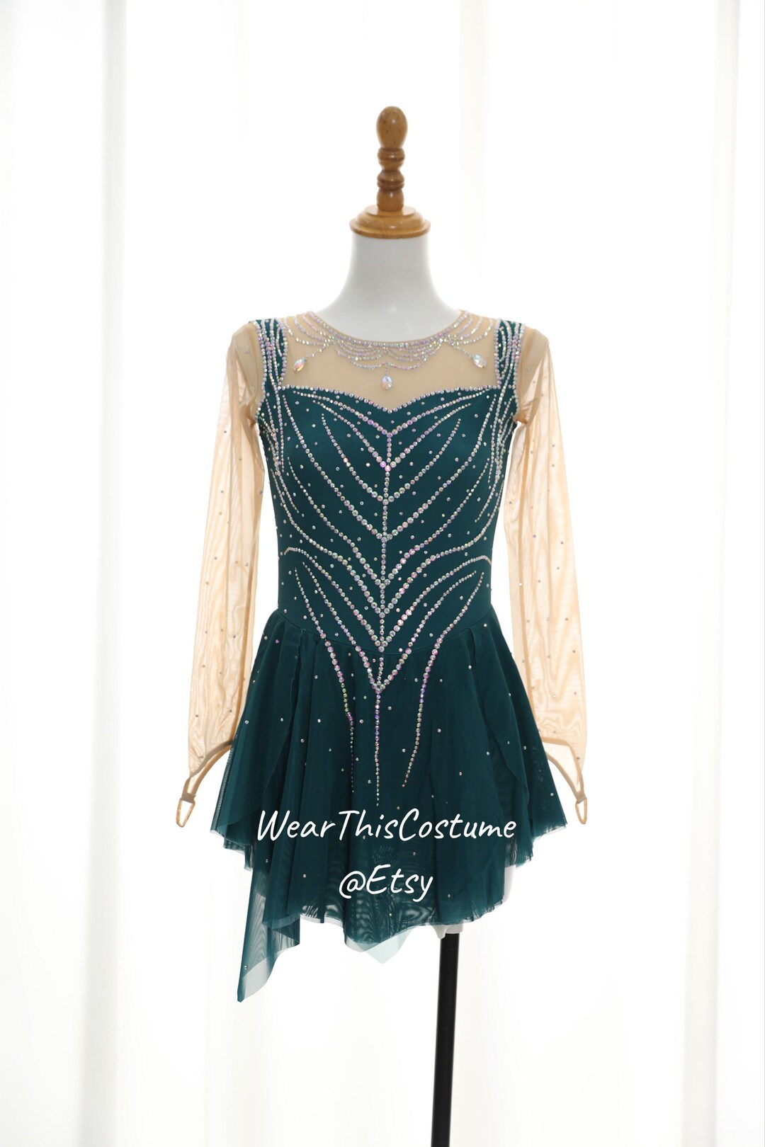 Customized Green Ice Skating Costume: Bespoke Competition Dress - Etsy