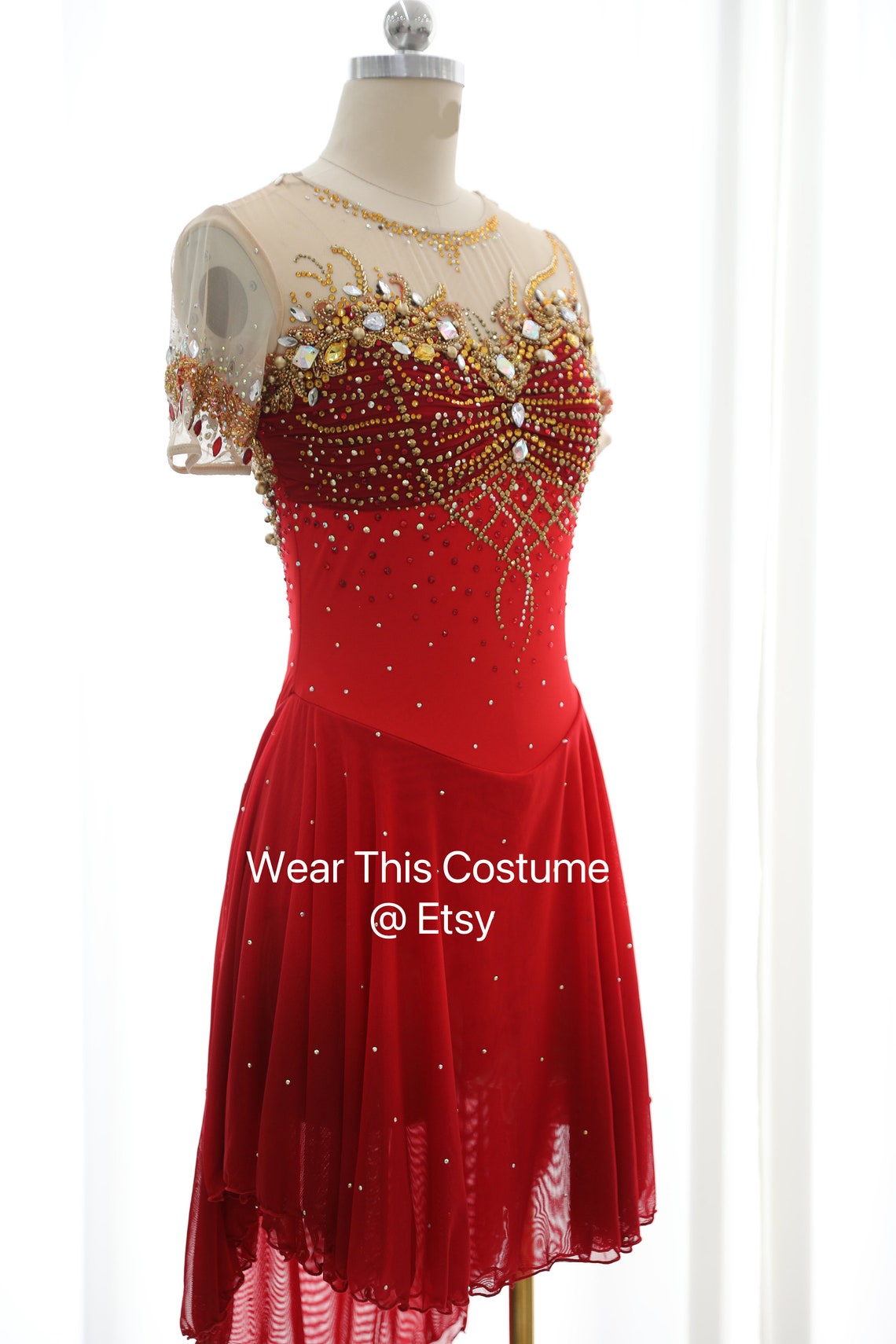 RED Customized Dress/ Costume/ Figure Skating/ Ice Dance/ Ice Skate ...