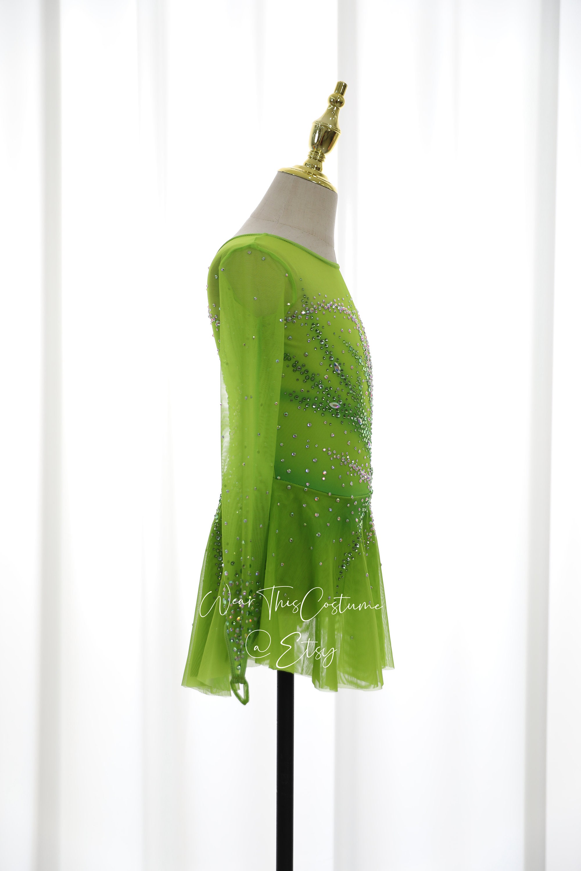 GREEN Customized Dress/ Costume/ Figure Skating/ Ice Dance/ Ice Skate ...
