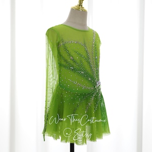 GREEN Customized Dress/ Costume/ Figure Skating/ Ice Dance/ Ice Skate ...