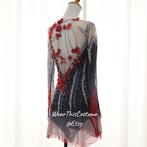 Grayish Navy/ Red Customizable Figure Skating Dress: Bespoke ...