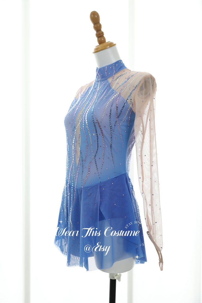 BLUE Customized Dress/ Costume/ Figure Skating/ Ice Dance/ Ice Skate ...