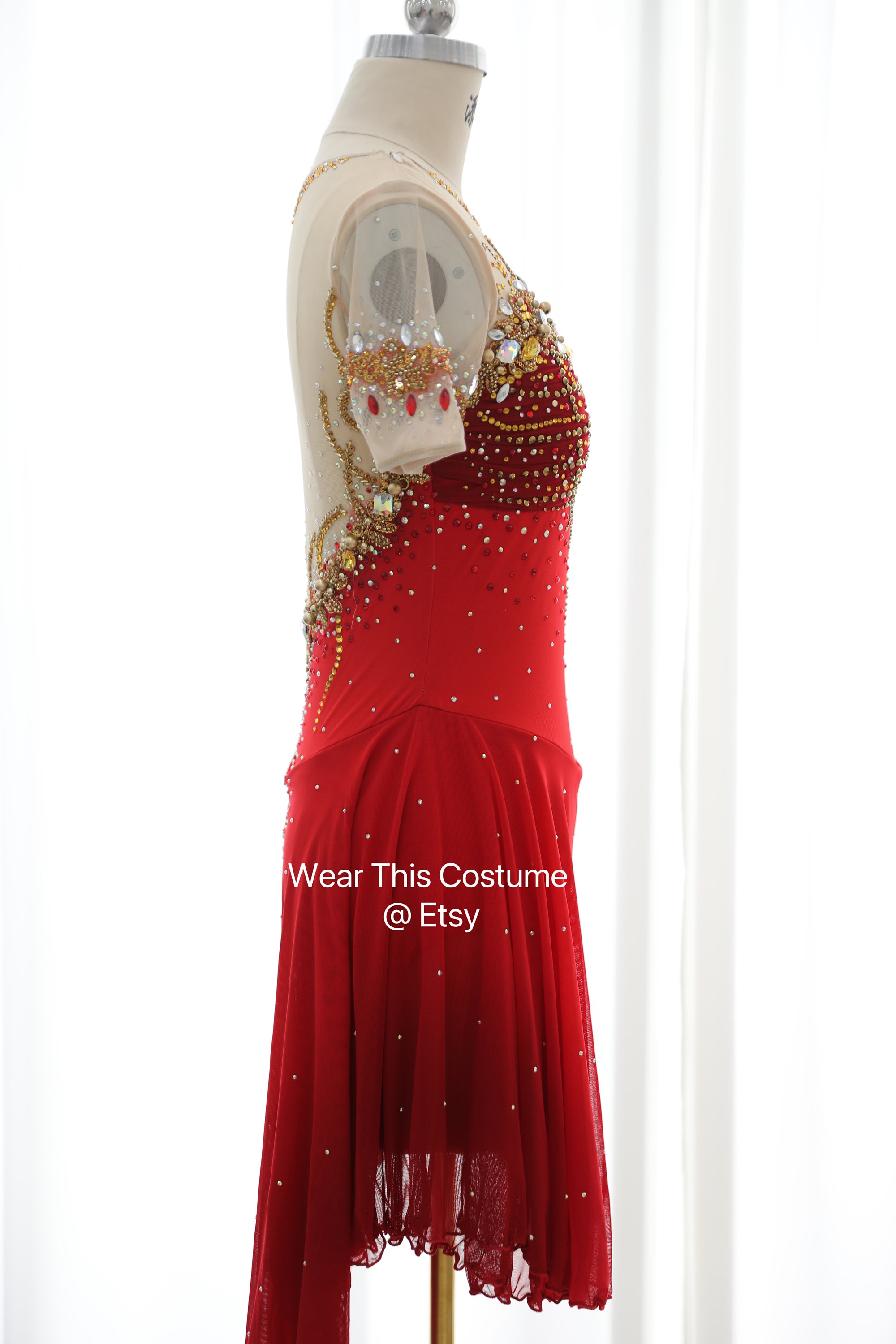 RED Customized Dress/ Costume/ Figure Skating/ Ice Dance/ Ice Skate ...