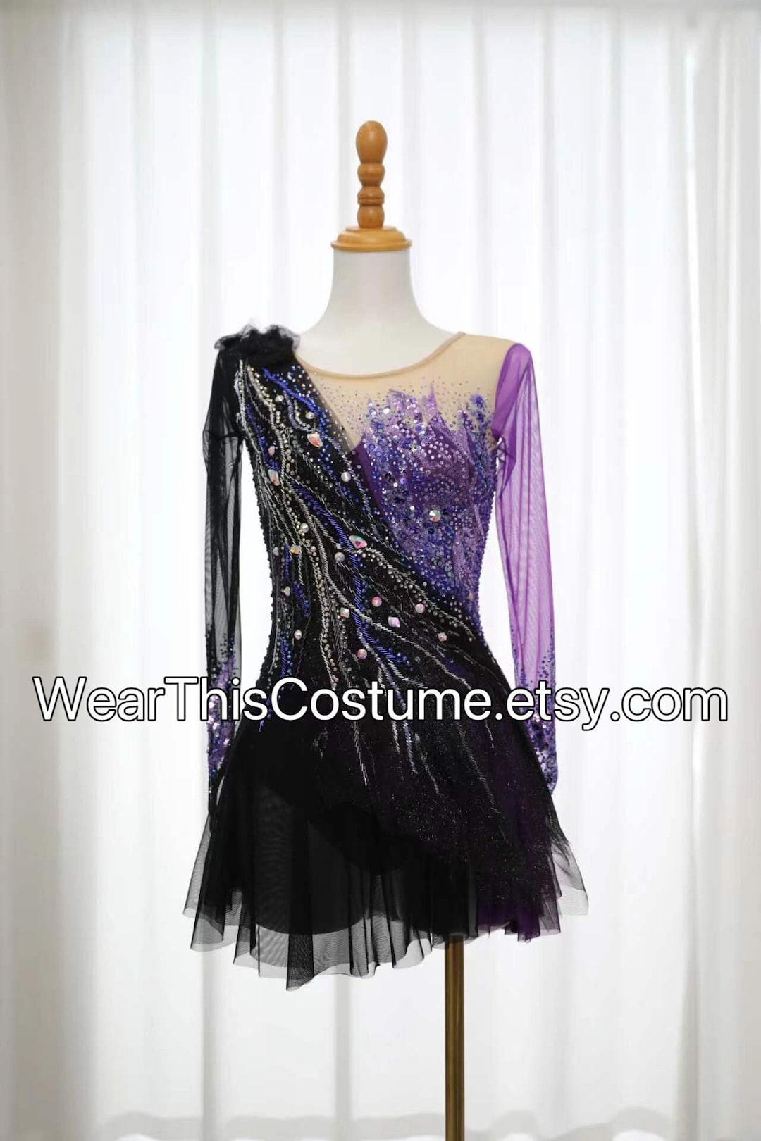 Customizable Black Figure Skating Dress: Competition Costume - Etsy