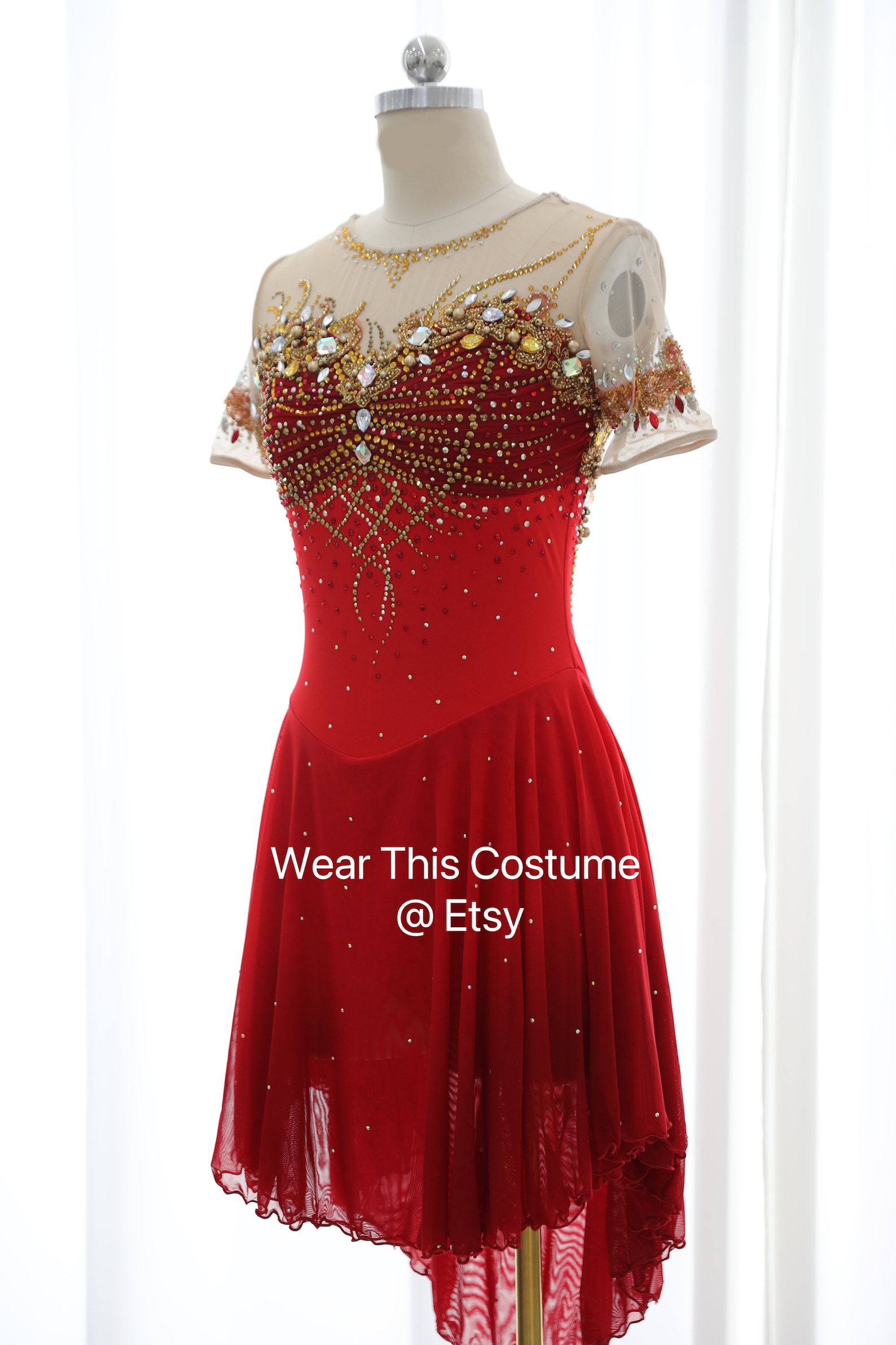 RED Customized Dress/ Costume/ Figure Skating/ Ice Dance/ Ice Skate ...
