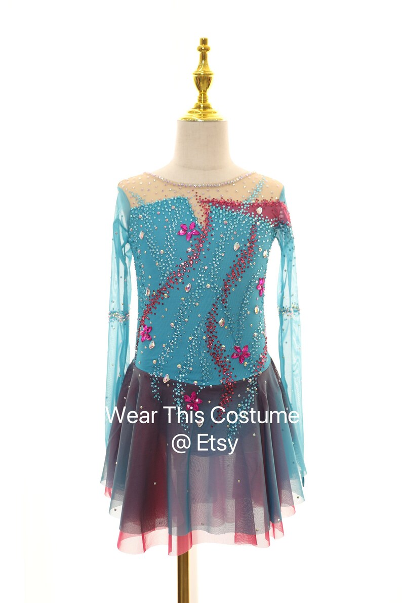 BLUE Customized Dress/ Costume/ Figure Skating/ Ice Dance/ Ice Skate ...