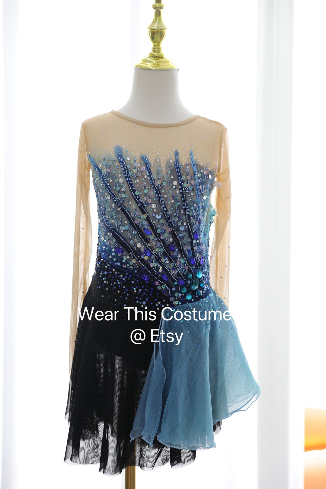 BLUE Customized Dress/ Costume/ Figure Skating/ Ice Dance/ Ice Skate ...