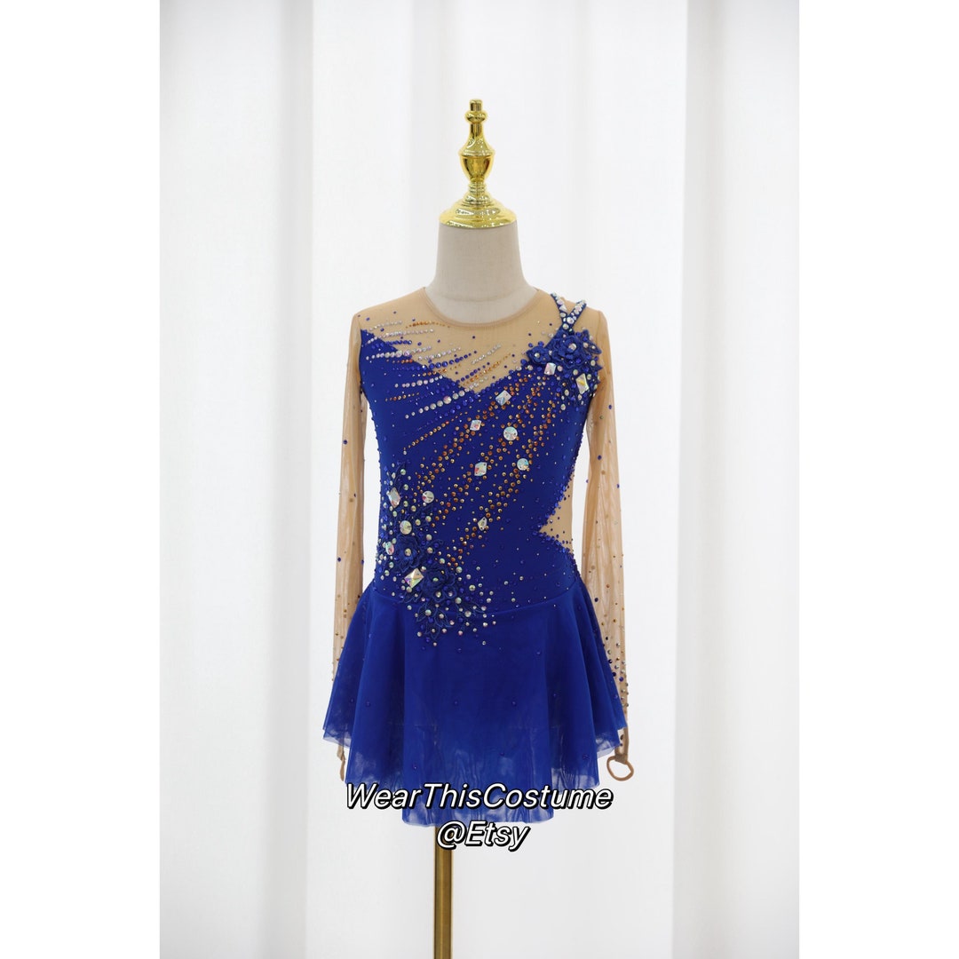 BLUE Customized Dress/ Costume/ Figure Skating/ Ice Dance/ Ice Skate ...