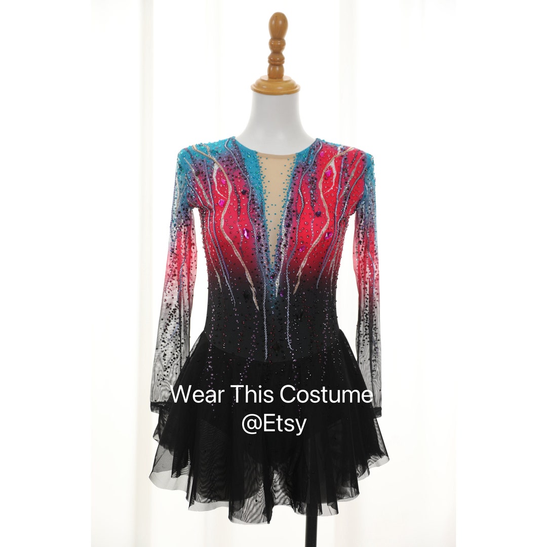 BLACK Customized Dress/ Costume/ Figure Skating/ Ice Dance/ Ice Skate ...